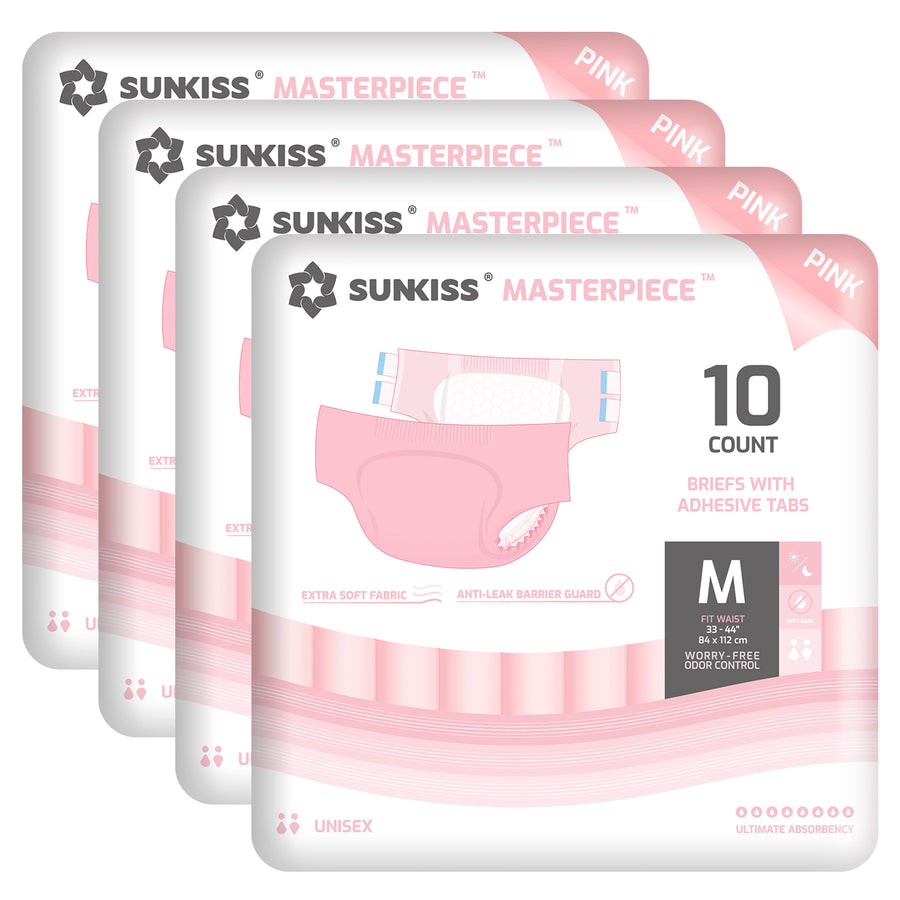 SUNKISS Masterpiece® Adult Diapers With Tabs, Pink